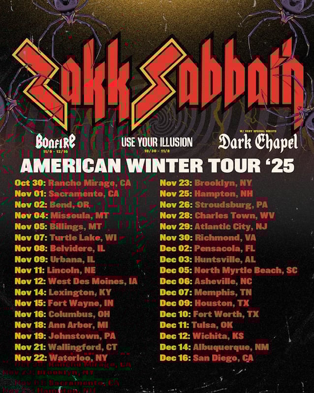 ZAKK SABBATH Announces Fall 2025 U.S. Tour