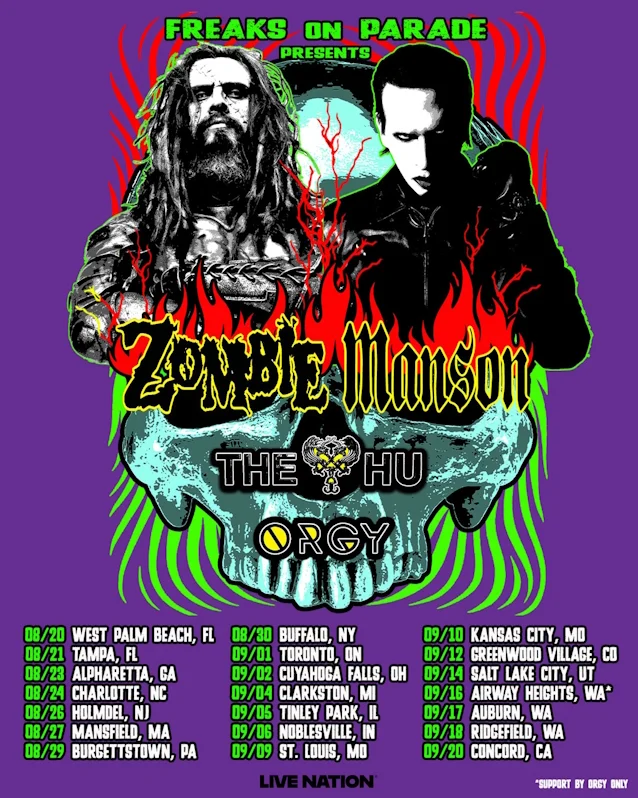ROB ZOMBIE, MARILYN MANSON, ORGY, THE HU concert date - American Metal ...